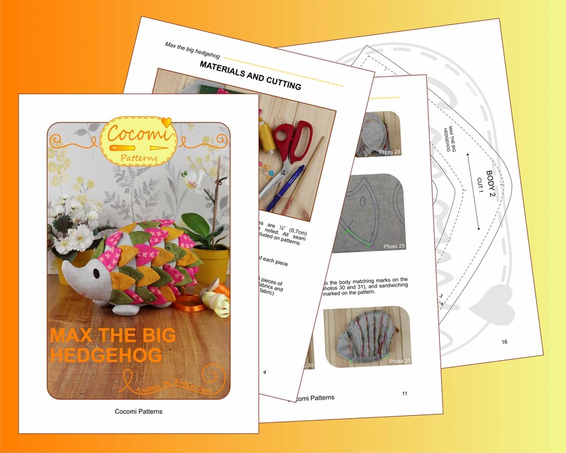 Plush Hedgehog Sewing Pattern and Tutorial, Stuffie Pdf Pattern for ...