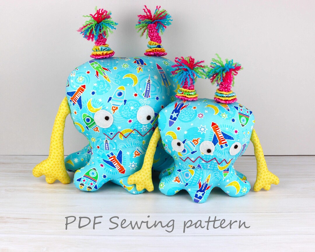 Cuddly Monster Toy Digital Sewing Pattern, 2 Sizes Softie Monster ...