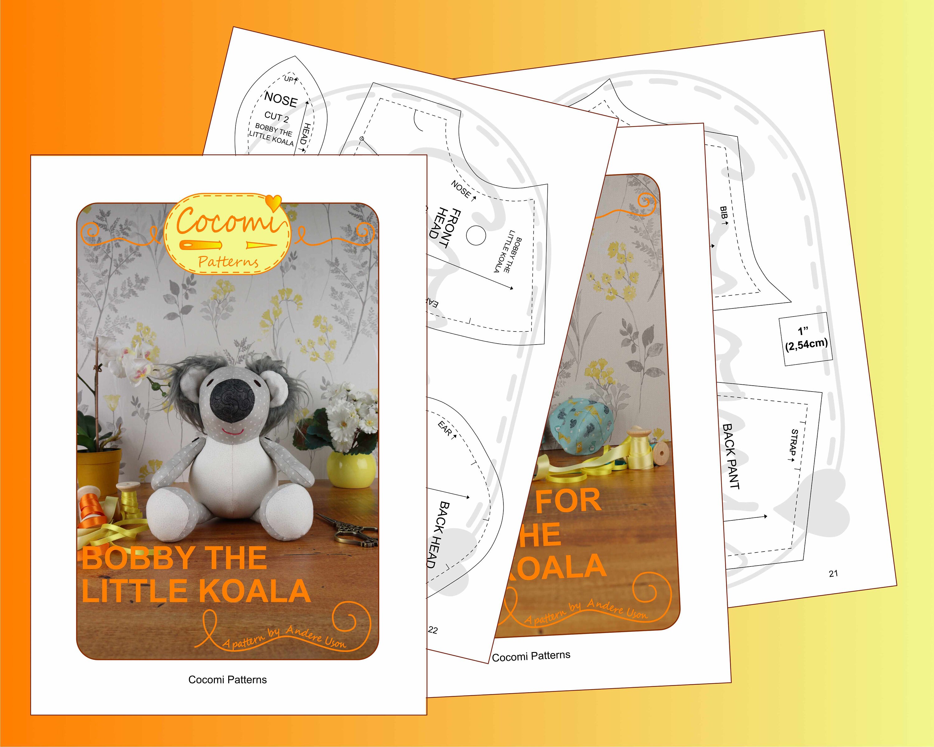 Stuffed Animal With Clothes Pattern and Tutorial, Koala Pdf Sewing ...
