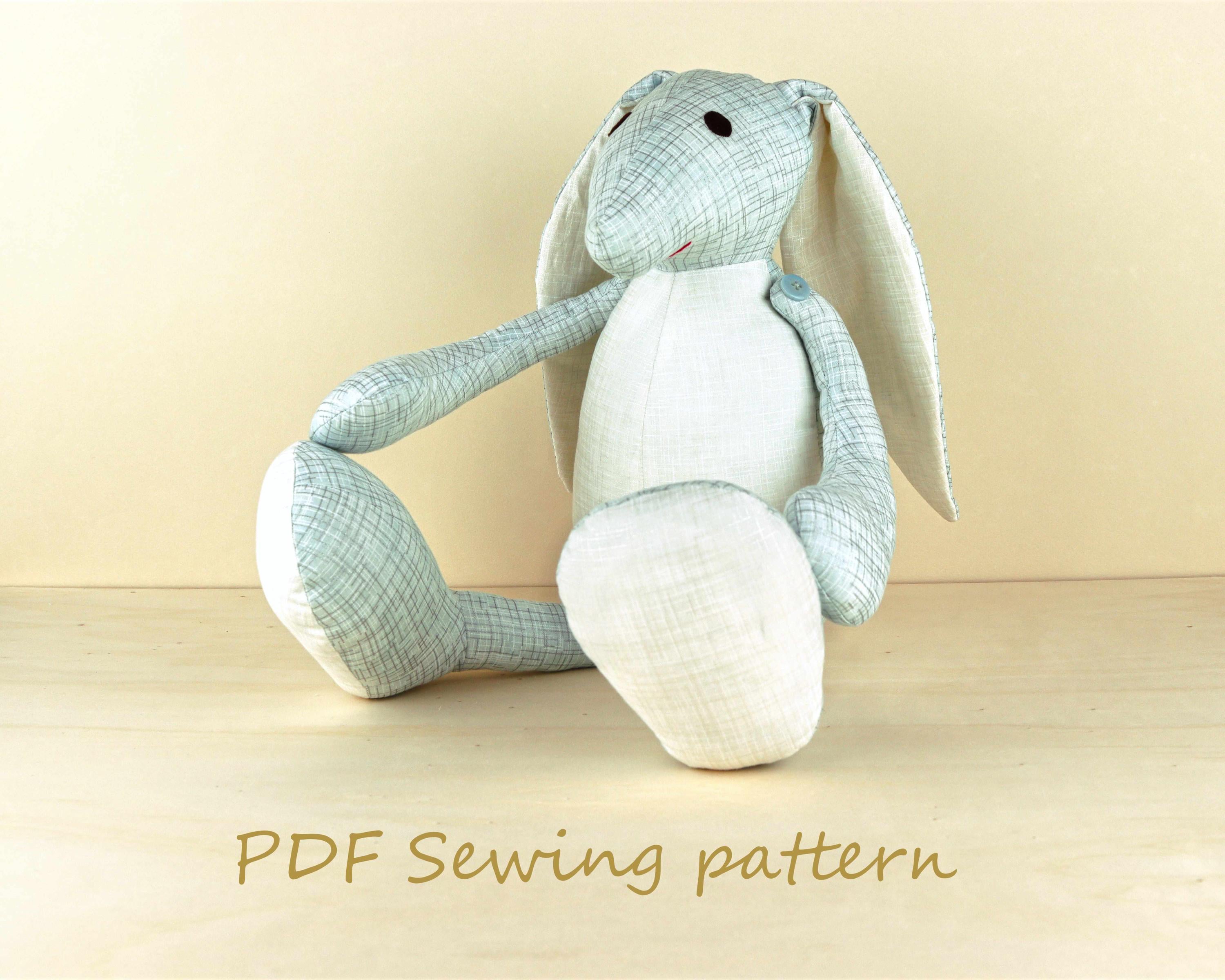Plush Bunny Pdf Sewing Pattern, Big Fluffy Rabbit Sewing Tutorial ...