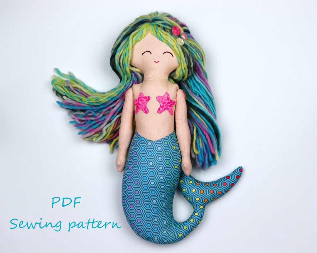 Mermaid Doll Digital Sewing Pattern, Cute Mermaid Cloth Doll Pdf, Rag ...