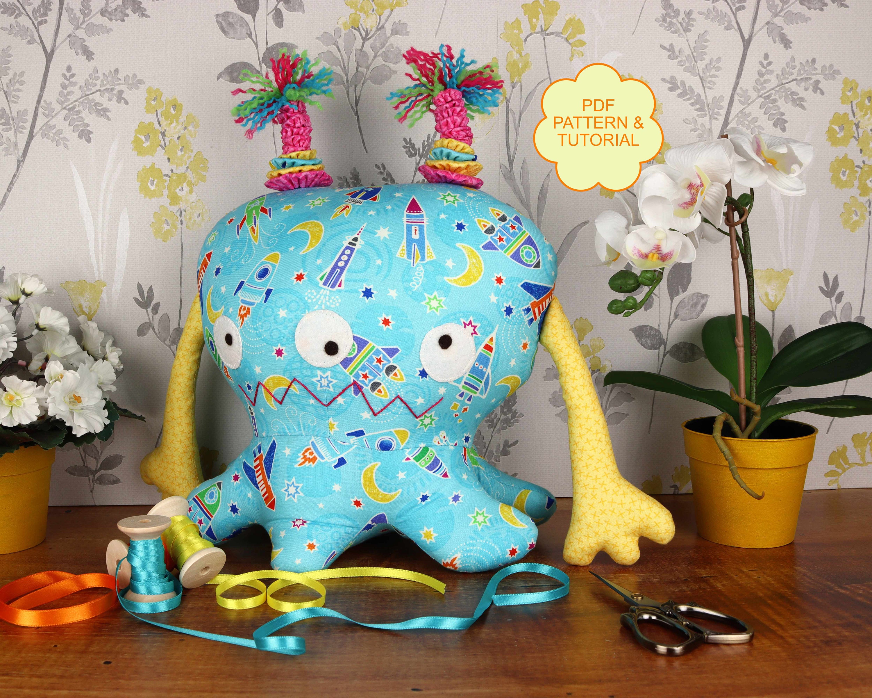 Plush Monster Sewing Pattern, Softie Pattern for Monster, Plush Toy Pdf ...