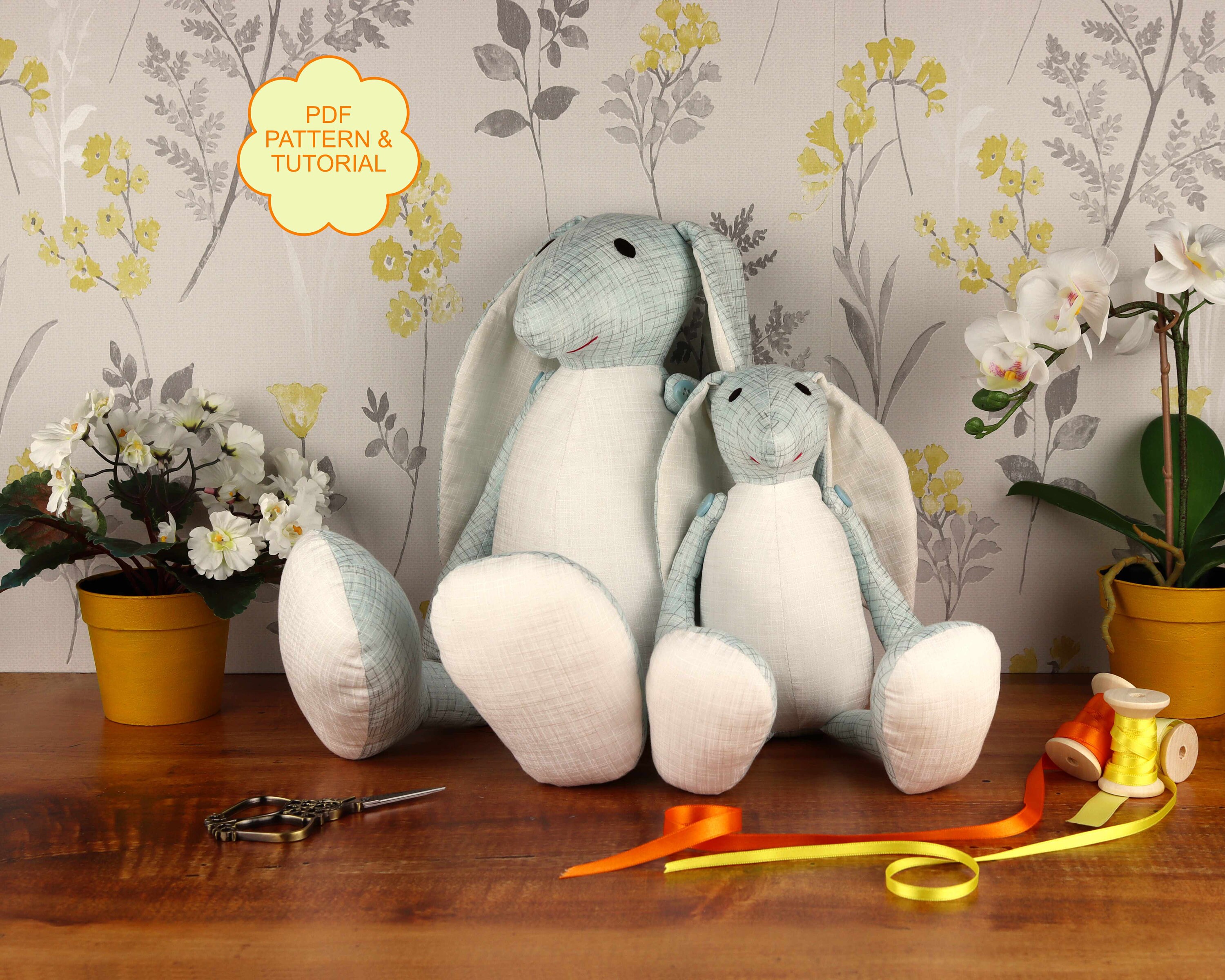 Rabbit Pdf Sewing Pattern and Tutorial, How to Sew a Softie for Babies ...