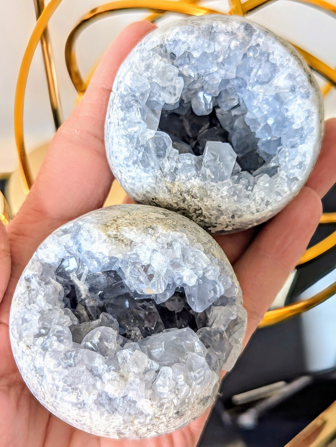 Celestite Egg Geode, Blue Celestite Rough Natural Specimen, Celestite Clusters, Blue Celestite ...