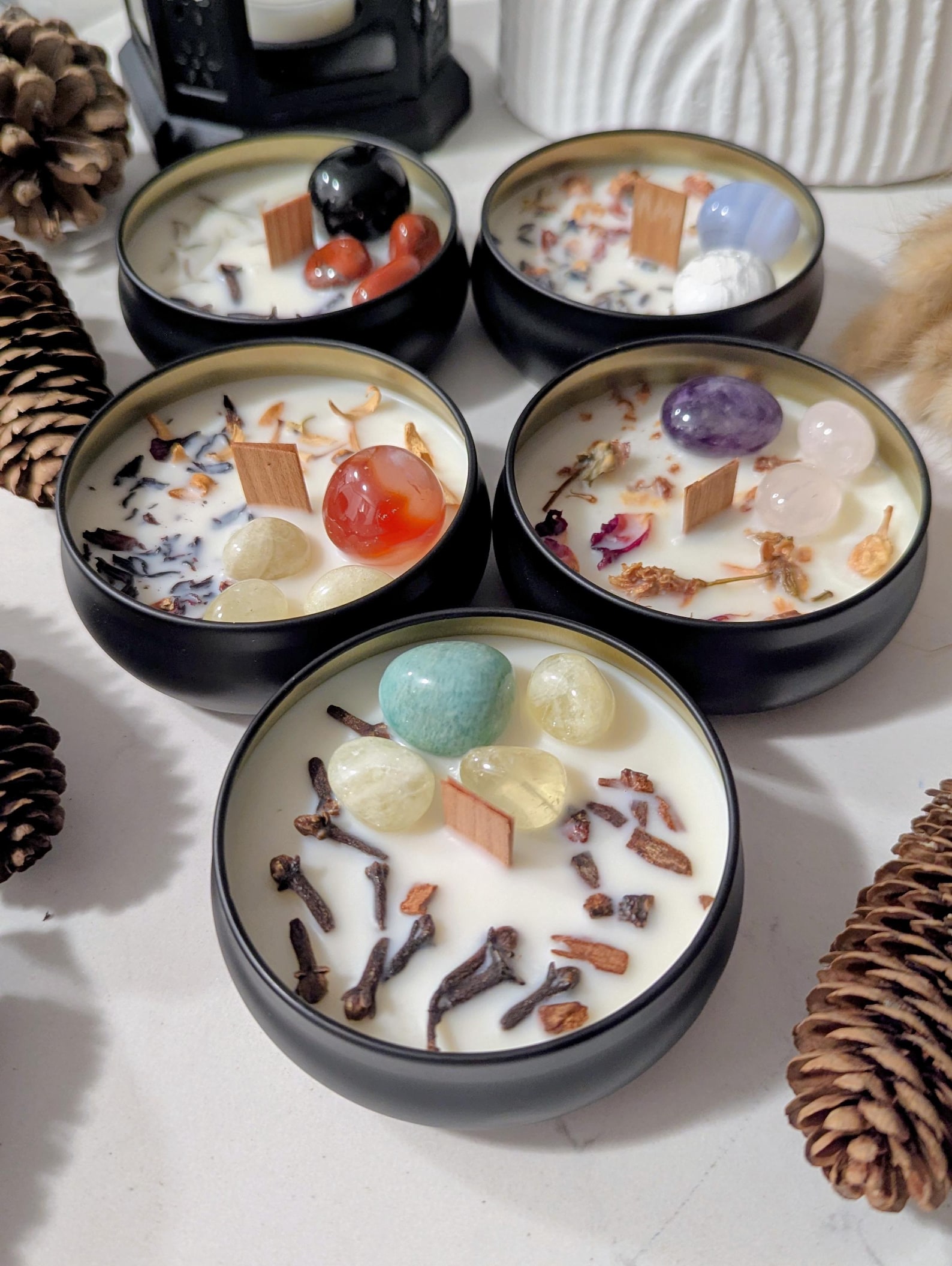 Intention Candles Infused With Crystals and Herbs, Herbal Intention ...