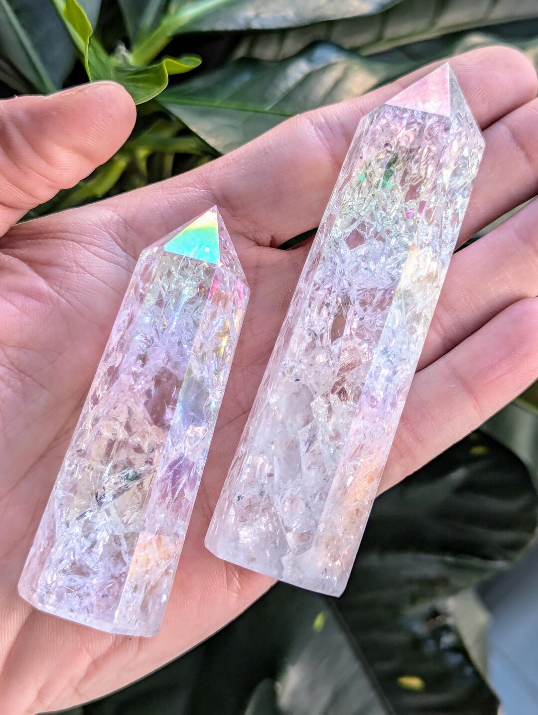 Aura Fire and Ice Crystal Tower Crackle Quartz, Angel Aura Crackle ...