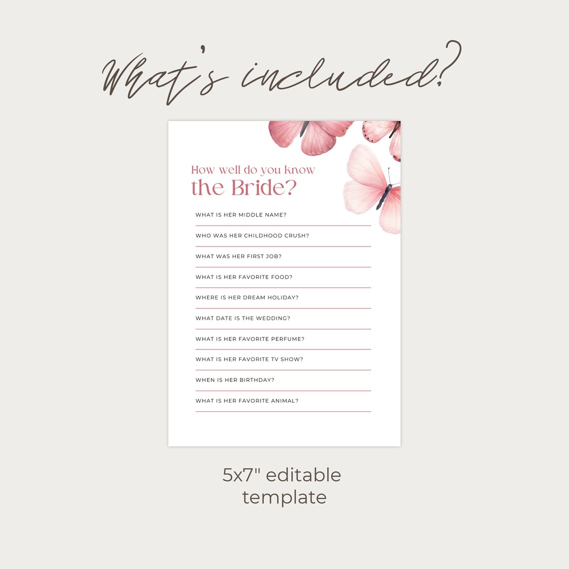 Lifetime of Butterflies Bridal Shower Games, How Well Do You Know the ...