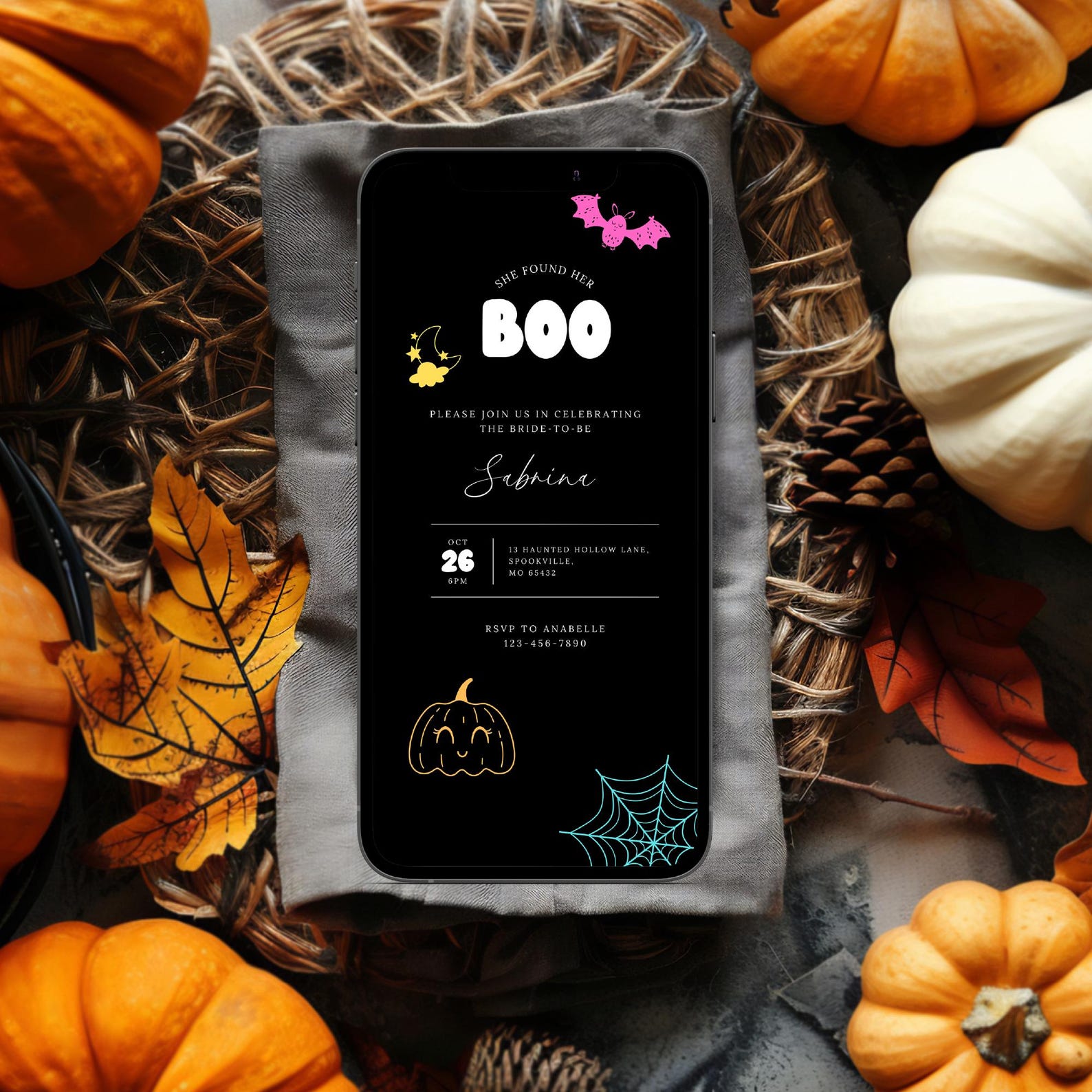 She Found Her Boo Bridal Shower Invite Template, Halloween Editable ...