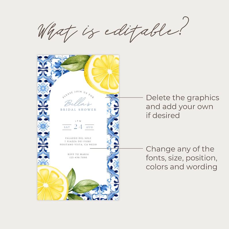 Italian Bridal Shower Evite Template, Amalfi Coast Digital Invitation ...