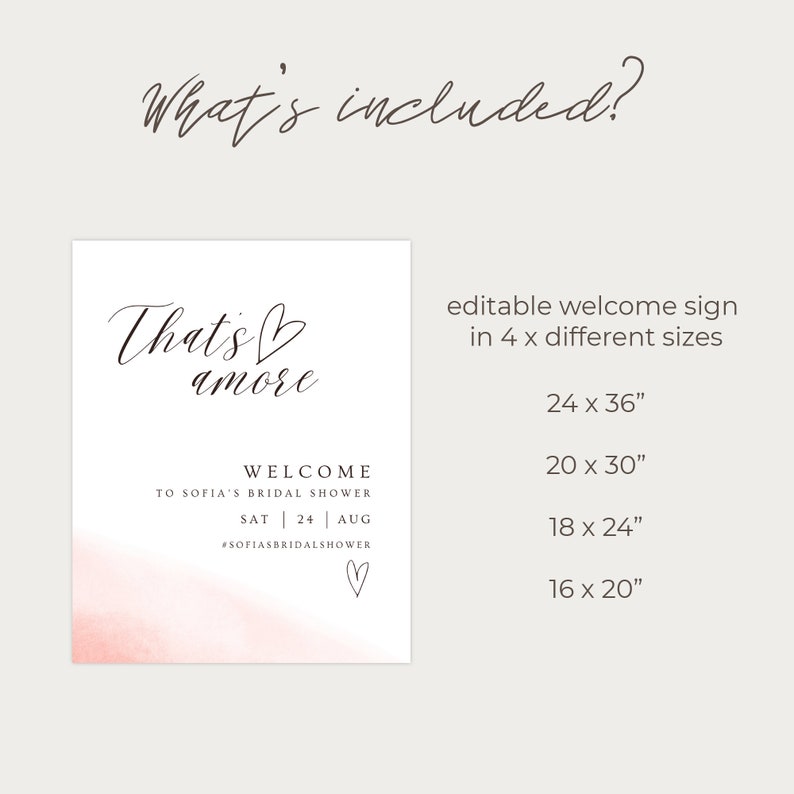 That's Amore Bridal Shower Sign Template, Editable Signage, Printable ...