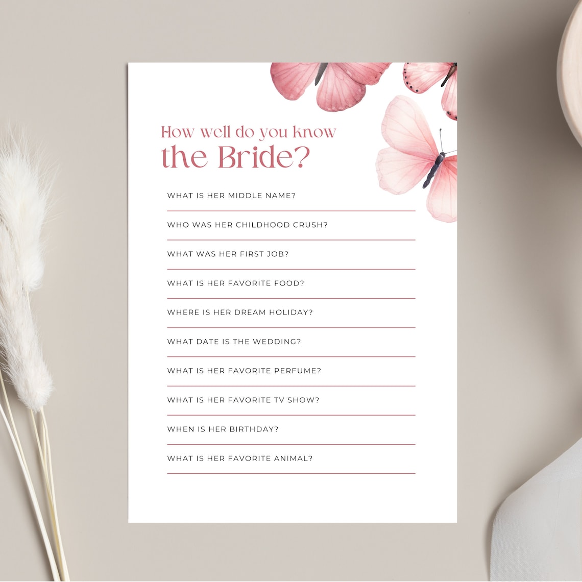 Lifetime of Butterflies Bridal Shower Games, How Well Do You Know the ...