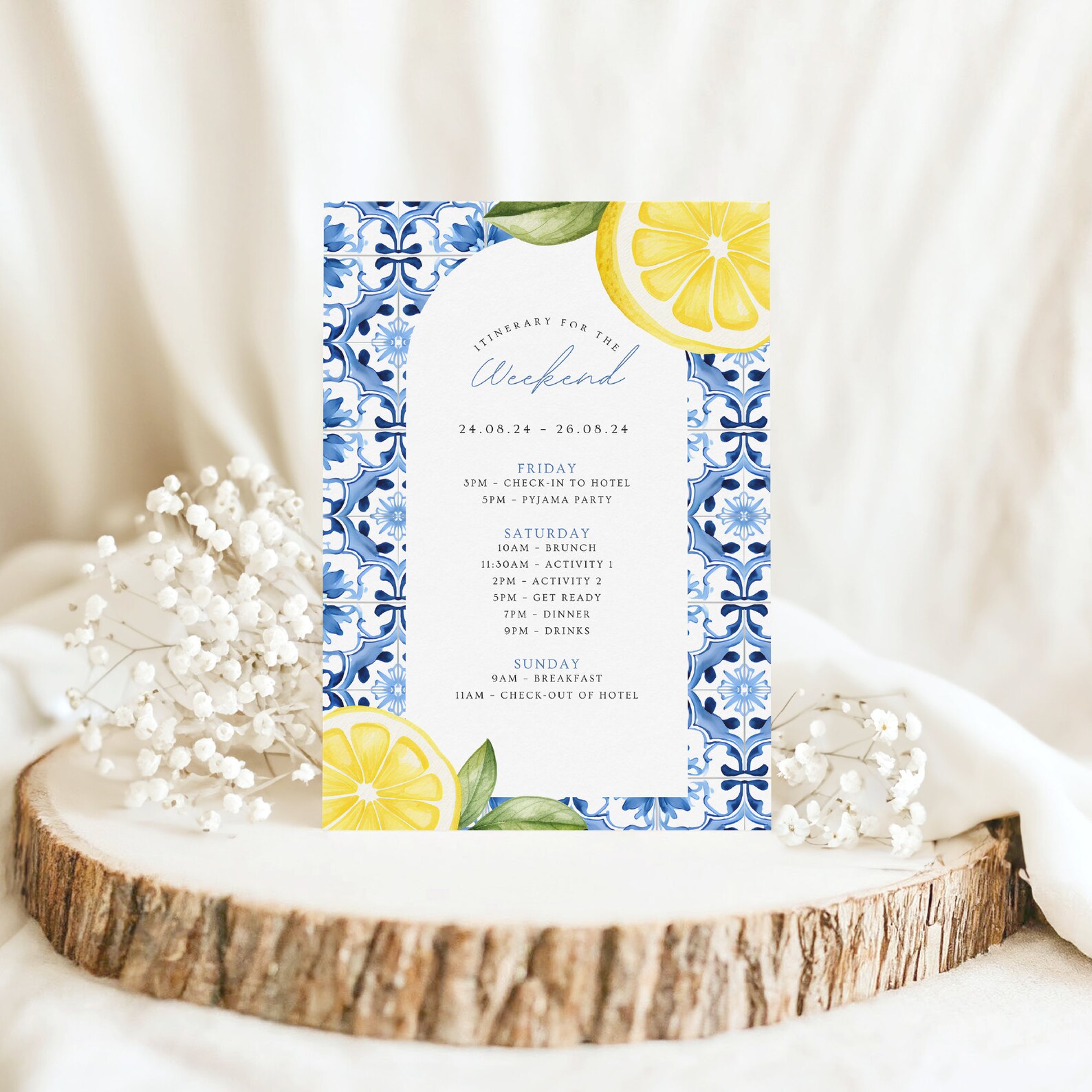 Amalfi Coast Bridal Shower Itinerary Template, Lemon Citrus Hen Party ...