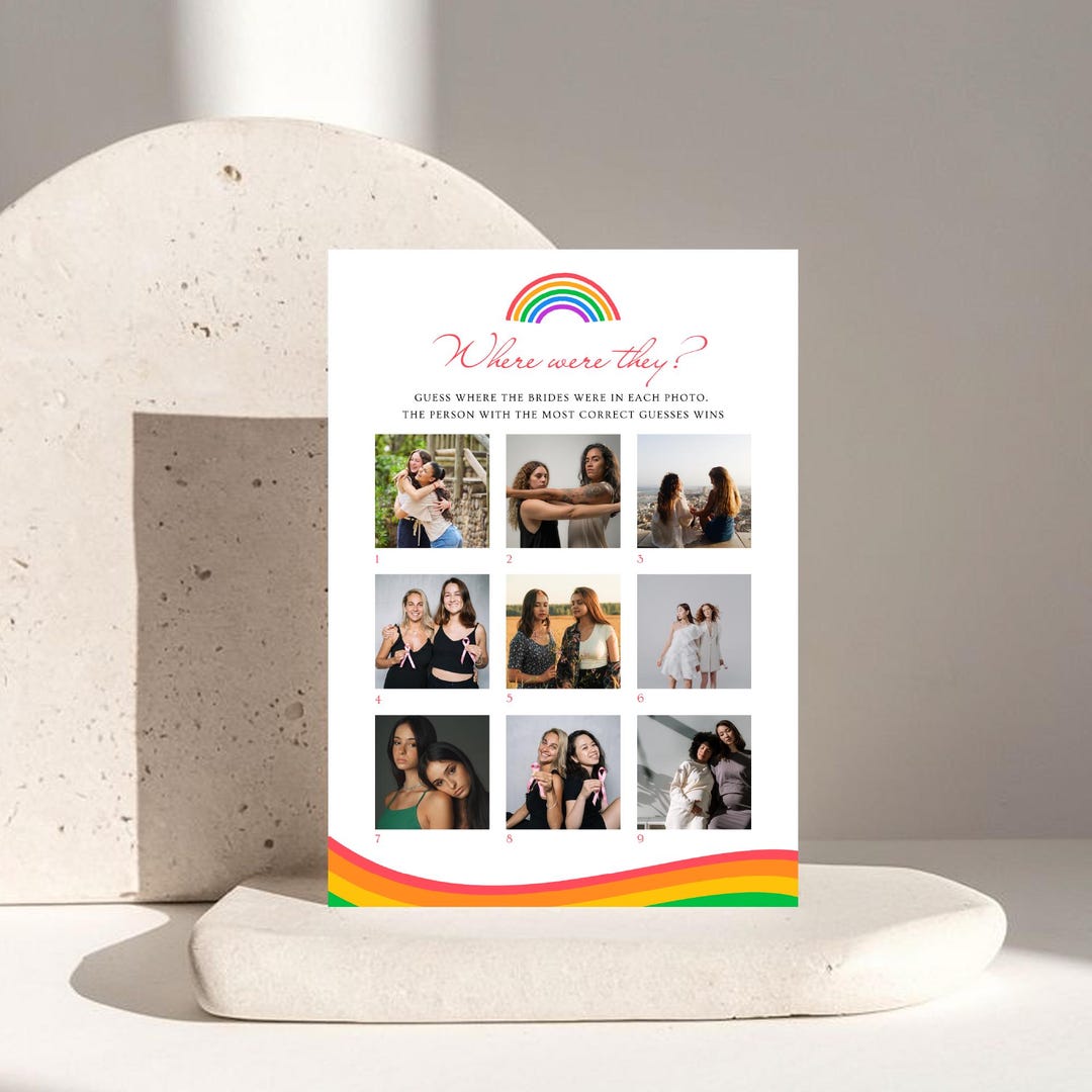 Rainbow LGBT Bridal Shower Games Template, Where Were They, Lesbian ...