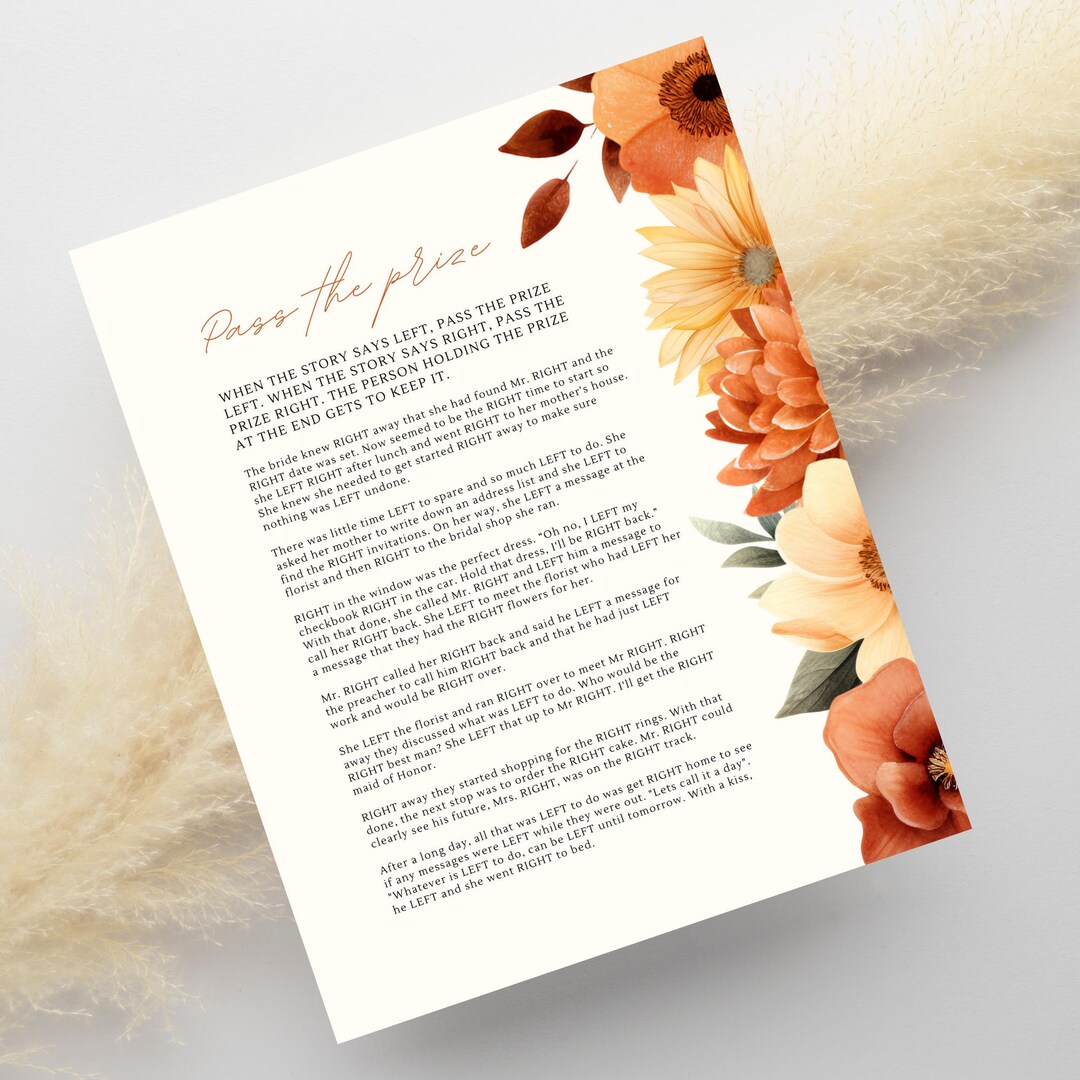 Left and Right Bridal Shower Game, Fall in Love Template, Pass the ...