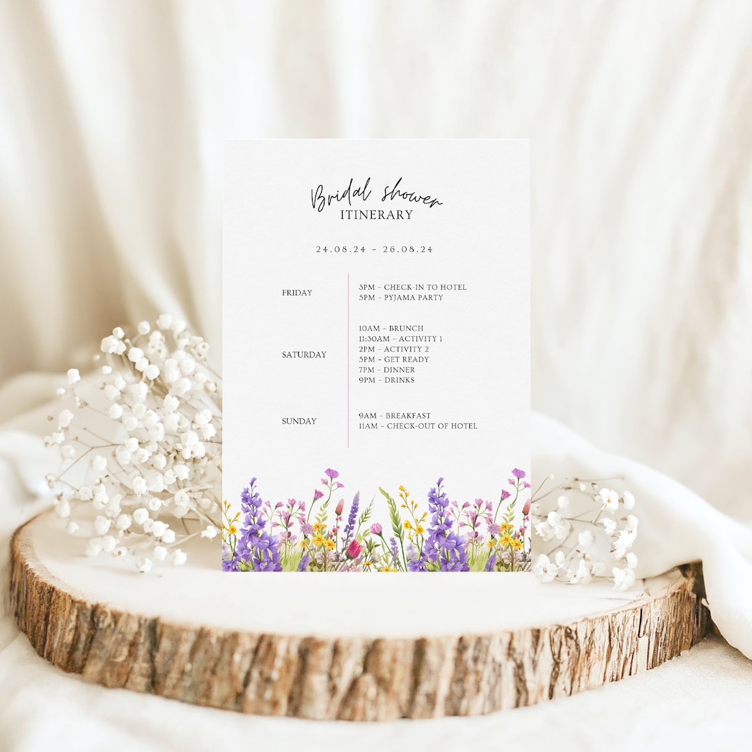 A New Chapter Begins Bridal Shower Itinerary Template, Bach Weekend ...