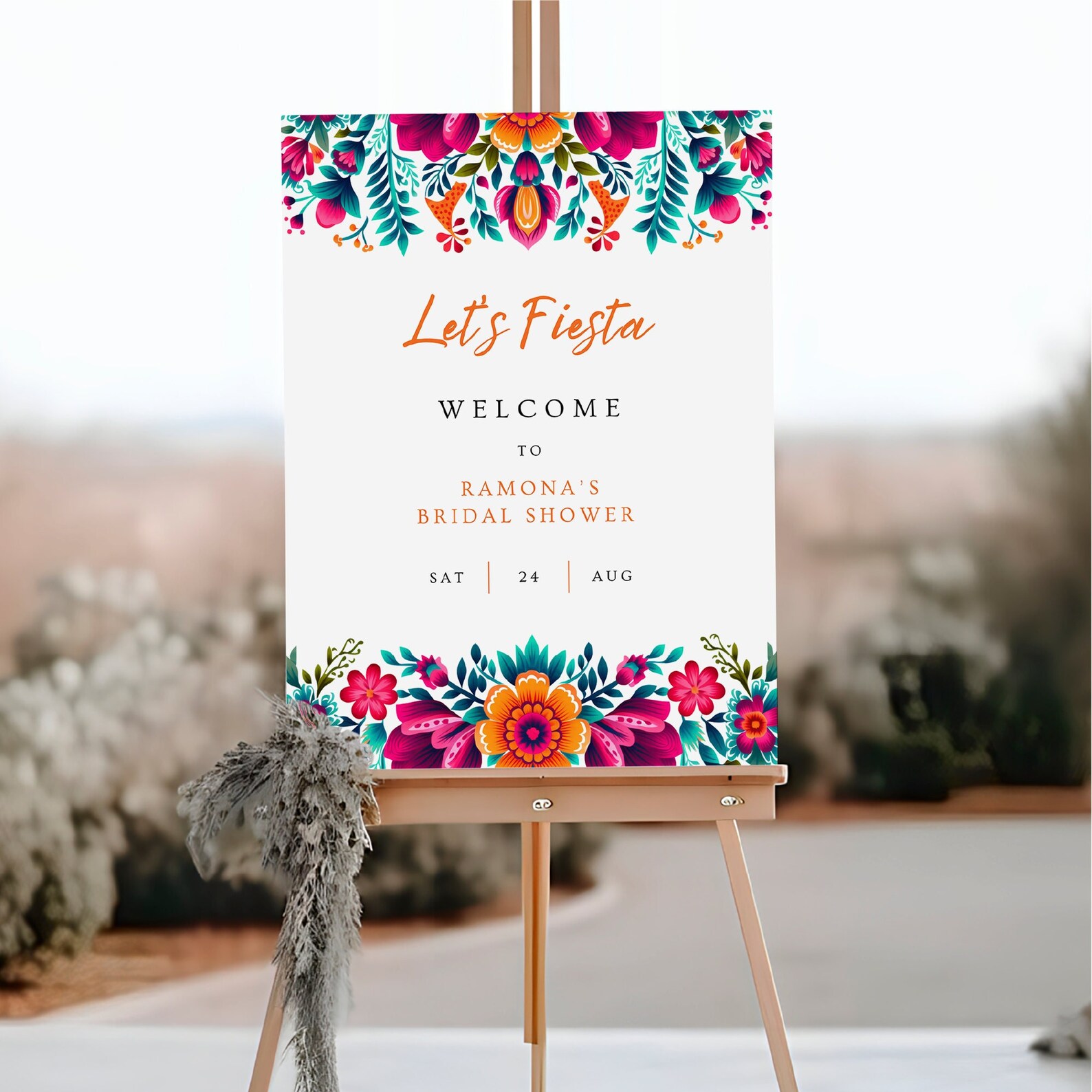 Let's Fiesta Bridal Shower Sign Template, Editable Signage PDF, DIY ...