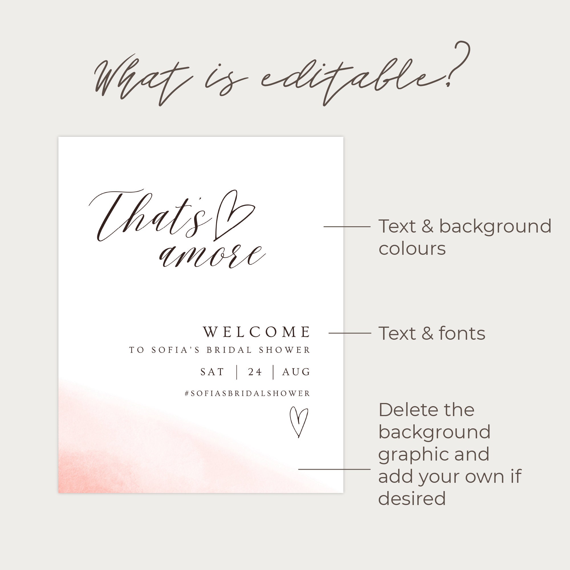 That's Amore Bridal Shower Sign Template, Editable Signage, Printable ...