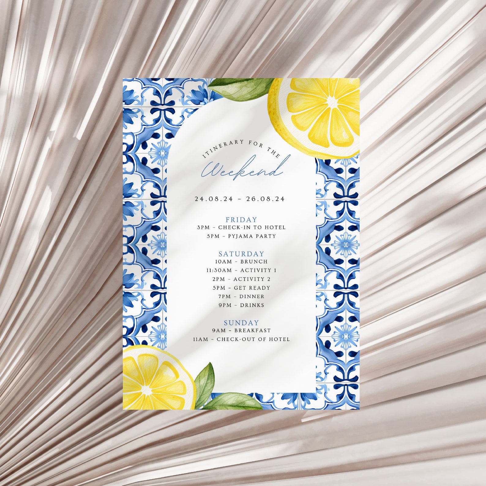 Amalfi Coast Bridal Shower Itinerary Template, Lemon Citrus Hen Party ...
