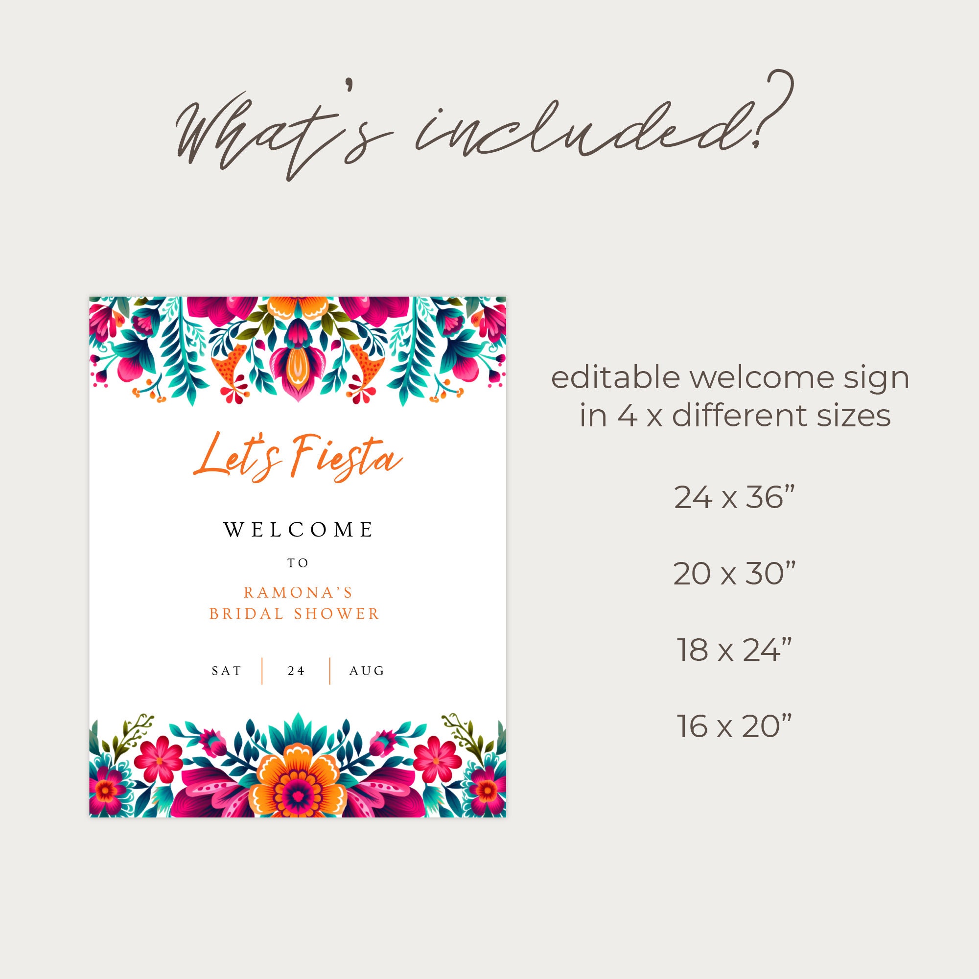 Let's Fiesta Bridal Shower Sign Template, Editable Signage PDF, DIY ...