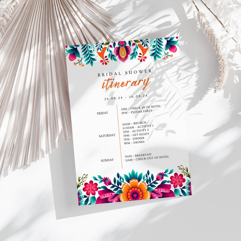 Mexico Bridal Shower Itinerary Template, Final Fiesta Bach Weekend ...