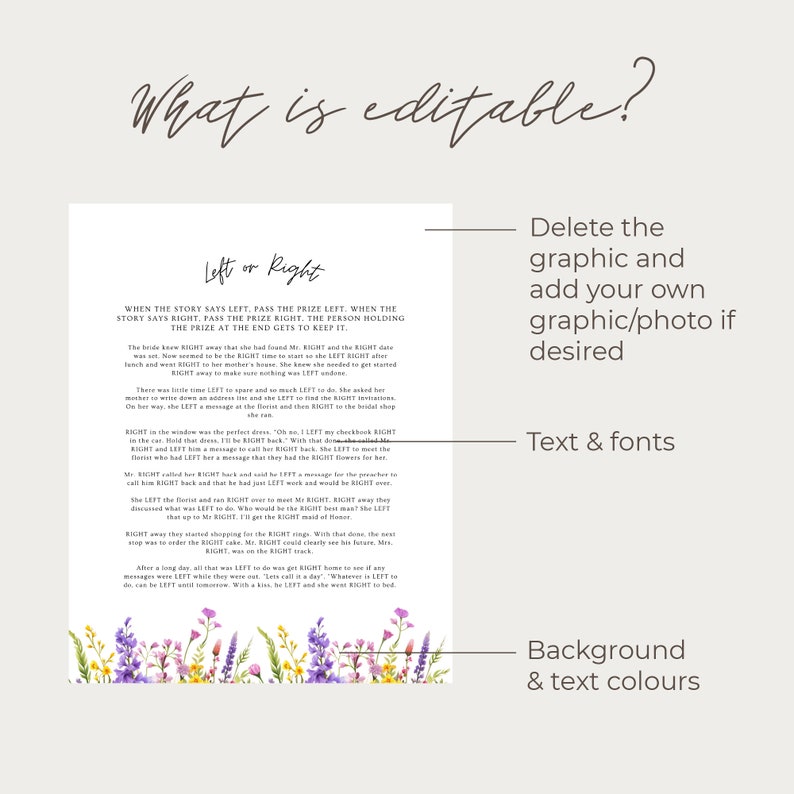 Left Right Bridal Game Template, Pass the Poem, Digital Download, Hen ...
