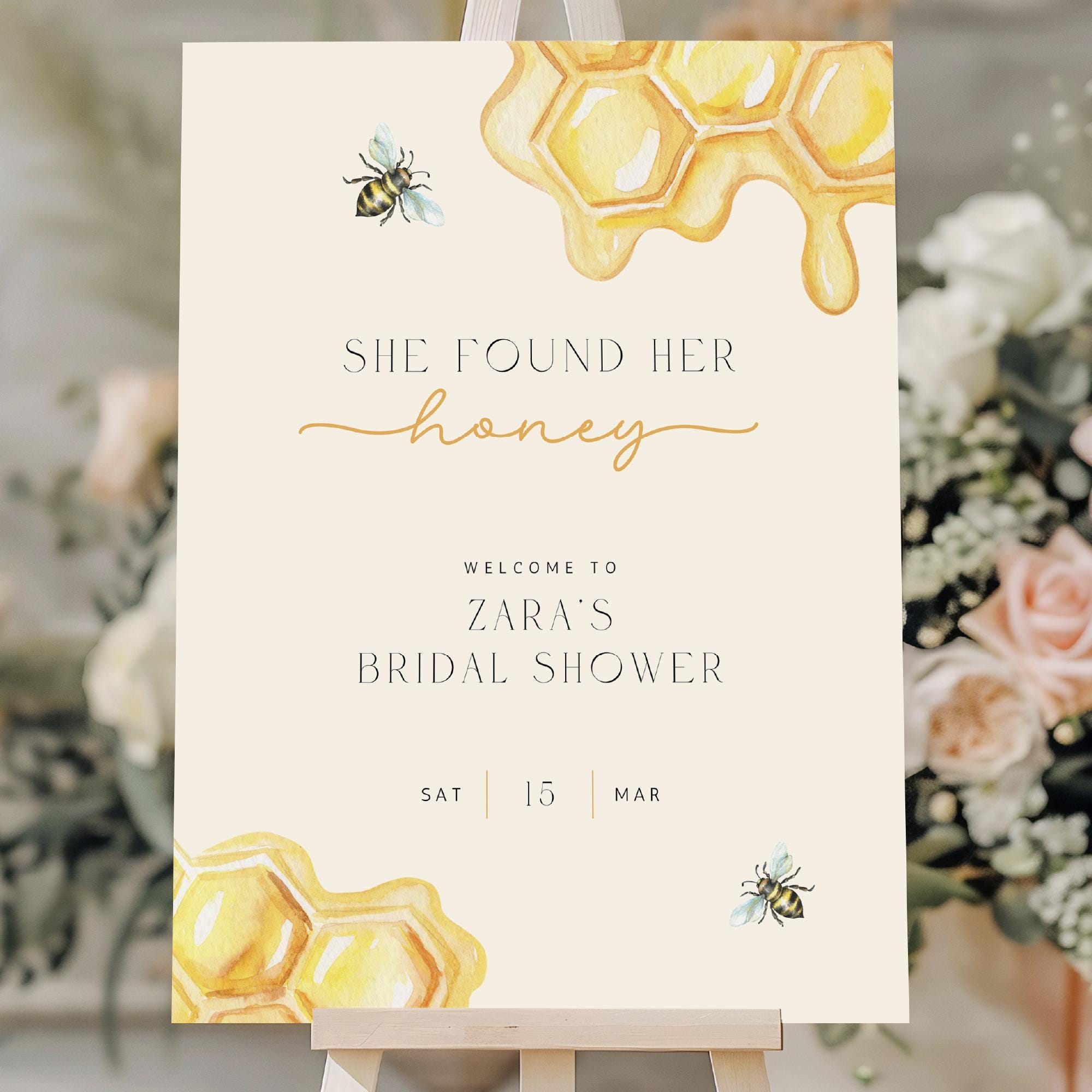 She Found Her Honey Bridal Shower Welcome Sign Template, Editable ...