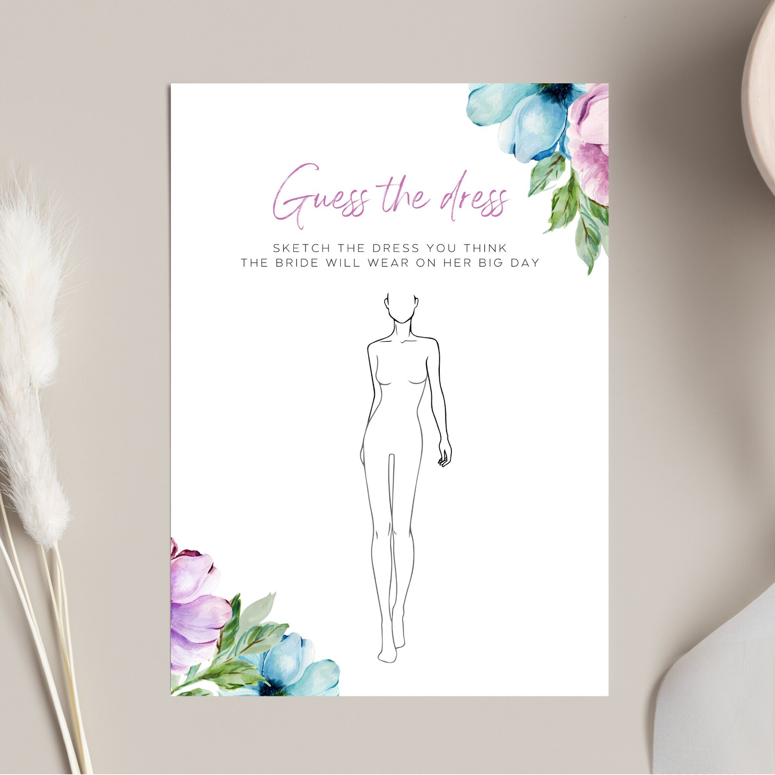 Love is in Bloom Bridal Shower Games Templates, Guess the Dress ...