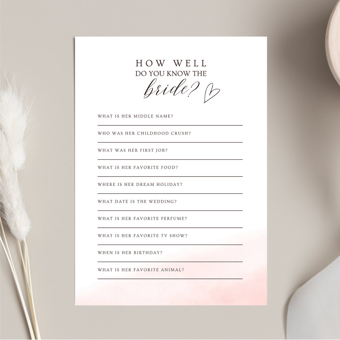 That's Amore Bridal Shower Games, How Well Do You Know the Bride ...