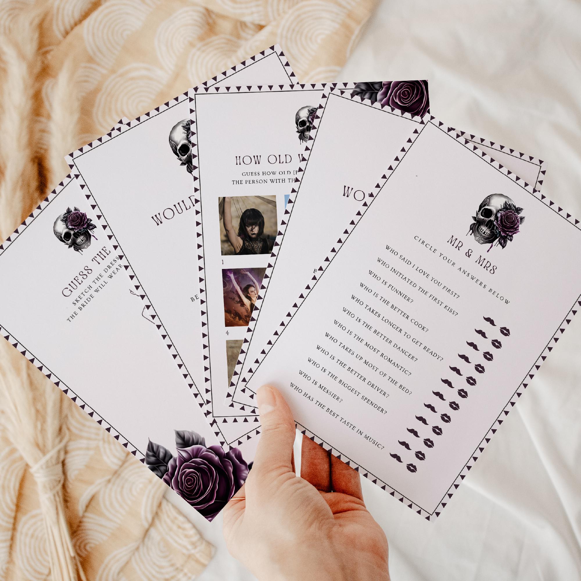 Spooky Bridal Shower Games Bundle, 10 Gothic Templates, Horror ...