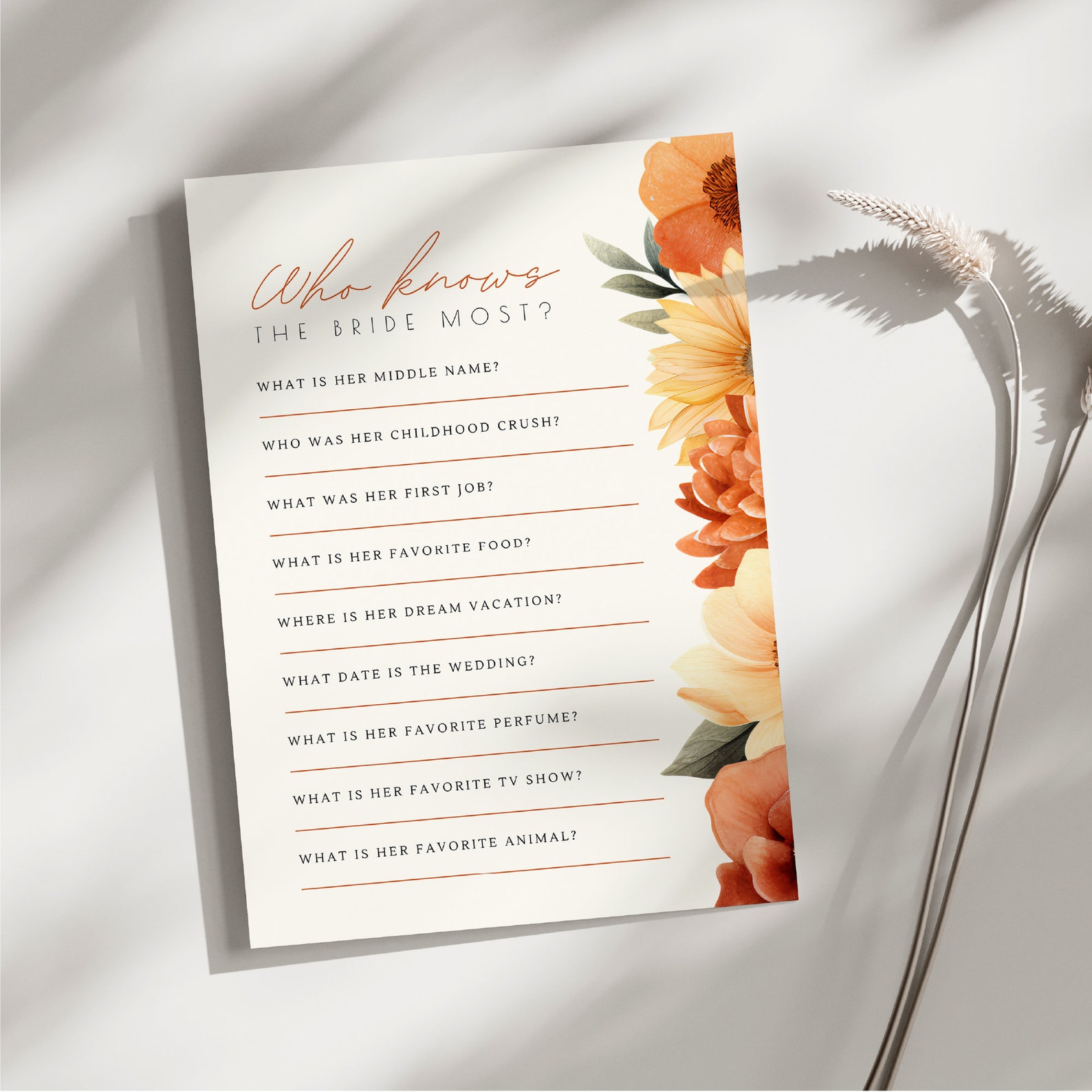 Who Knows the Bride the Most Game Template, How Well Do You Know Bride ...