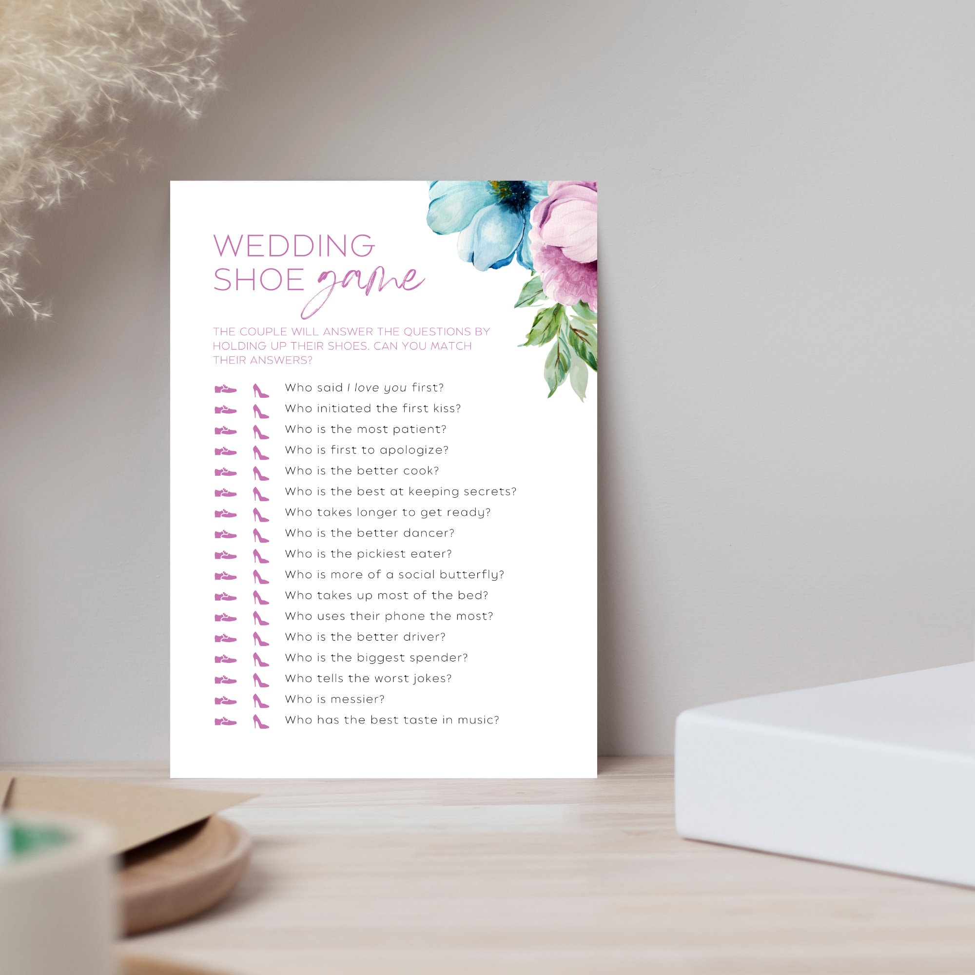Wedding Shoe Game Template, Bridal Shower Printable, Wedding Shower ...