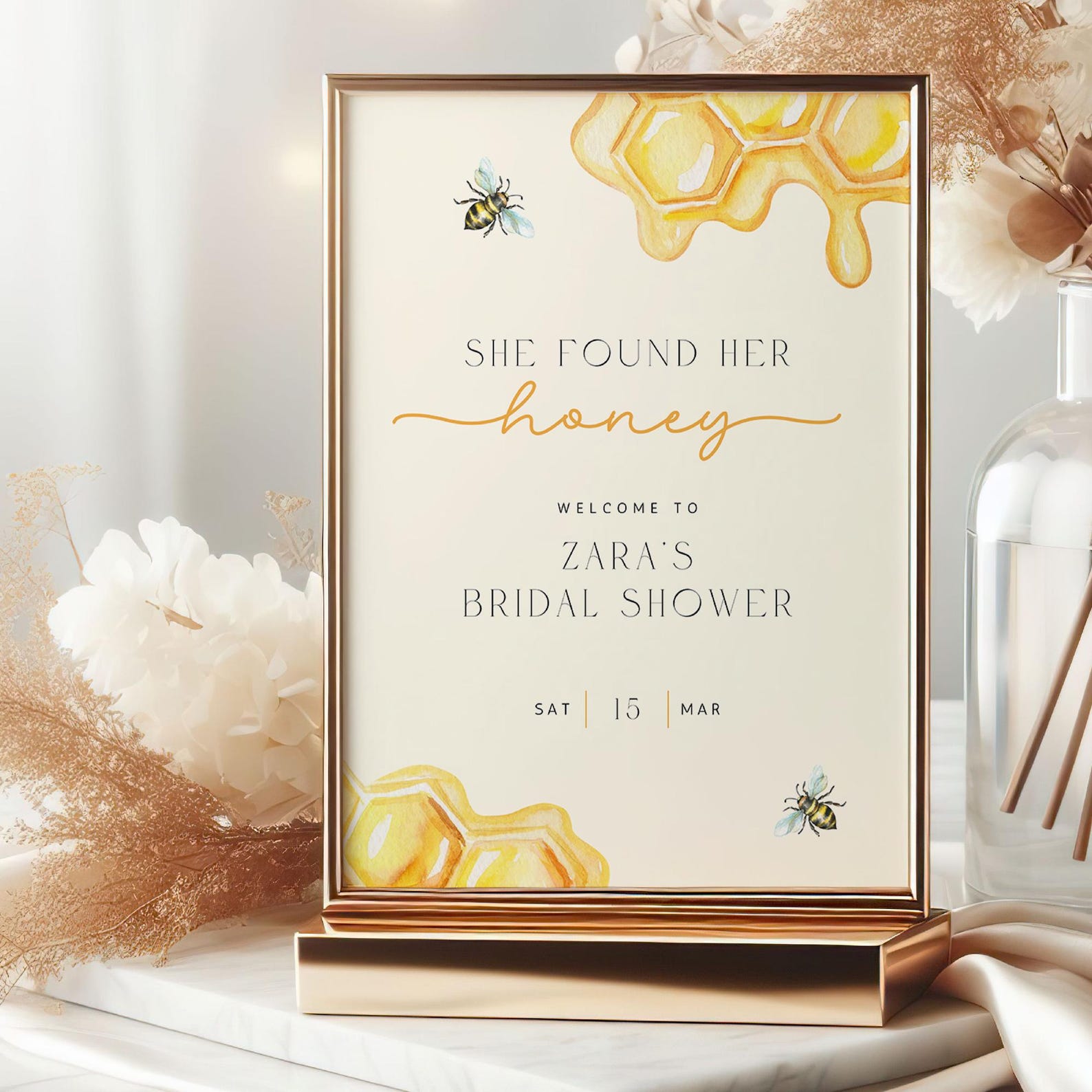 She Found Her Honey Bridal Shower Welcome Sign Template, Editable ...