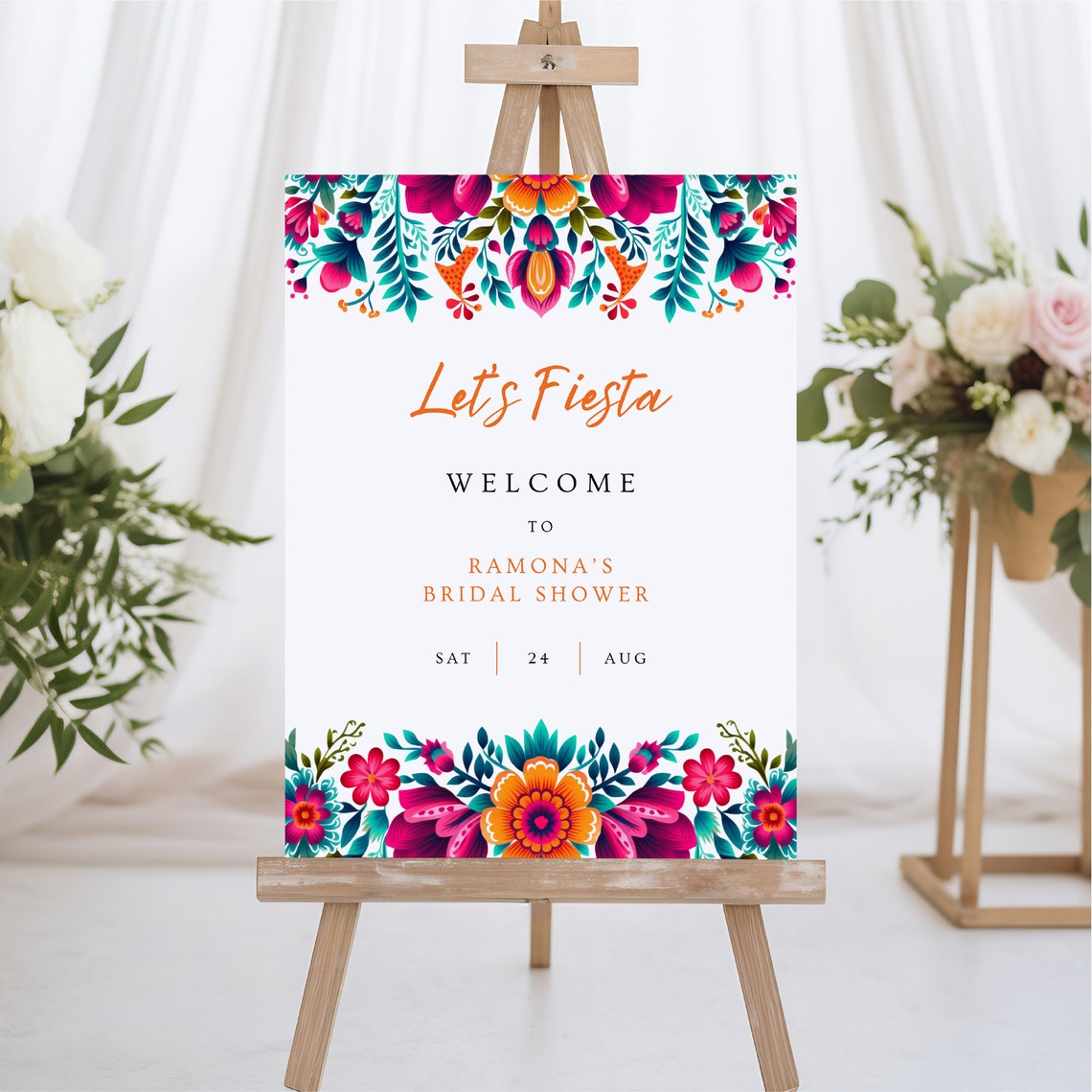 Let's Fiesta Bridal Shower Sign Template, Editable Signage PDF, DIY ...
