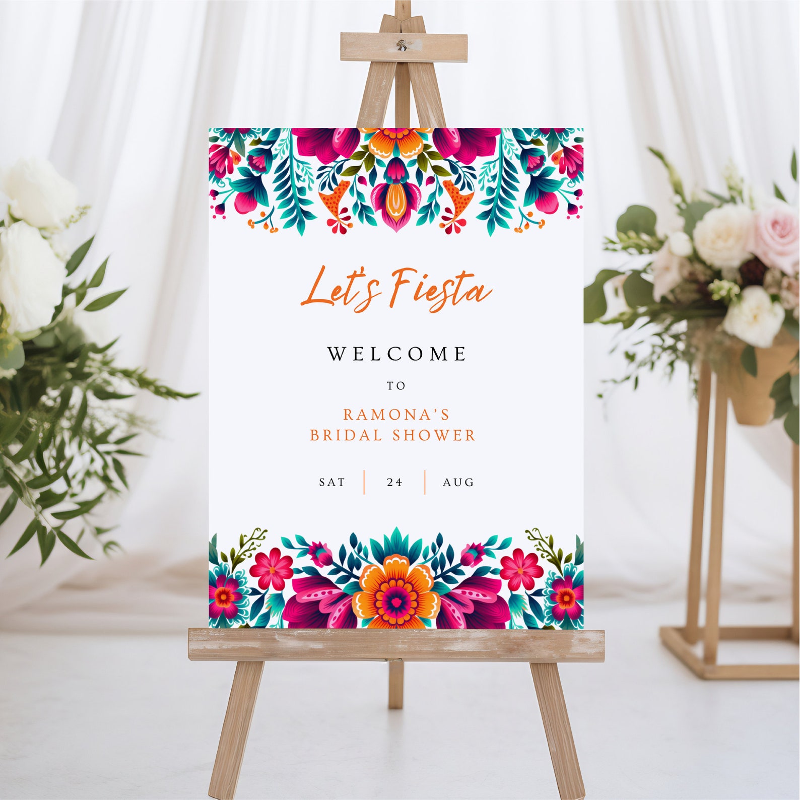 Let's Fiesta Bridal Shower Sign Template, Editable Signage PDF, DIY ...