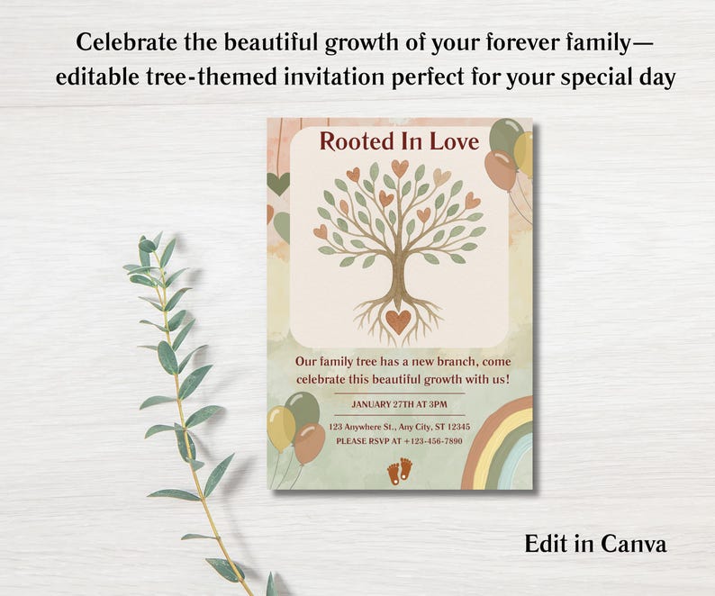 Adoption Celebration Invitation: Forever Family, Editable Canva ...