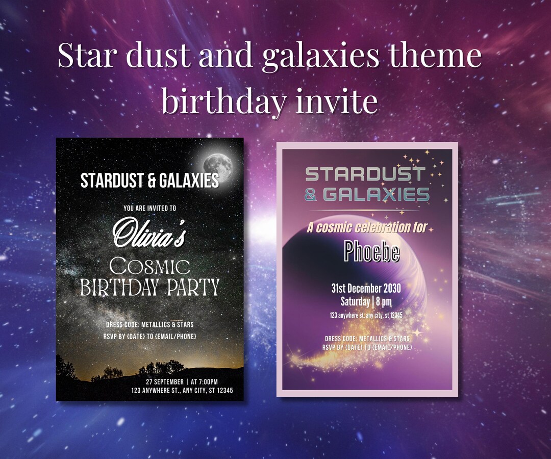Stardust & Galaxies Invitation • Space Party Adult/teen • Galactic ...