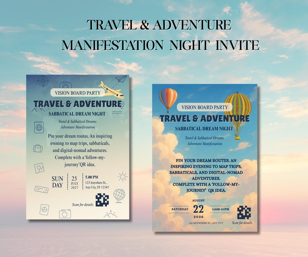 Vision Board Party Invitation • Travel & Sabbatical Dreams • Adventure ...