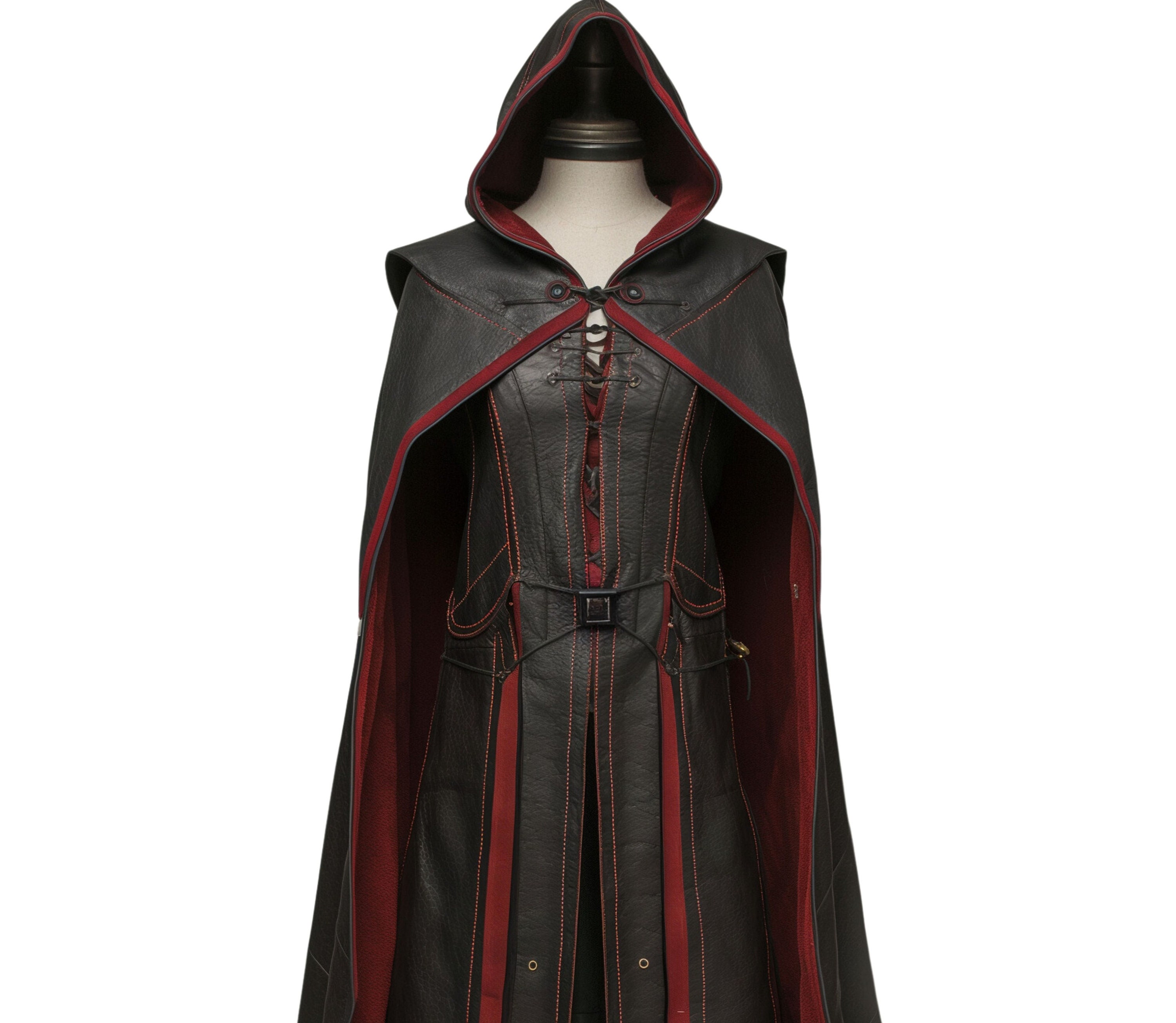 Handmade Leather Hooded Cloak: Medieval Renaissance Cosplay With Snake ...