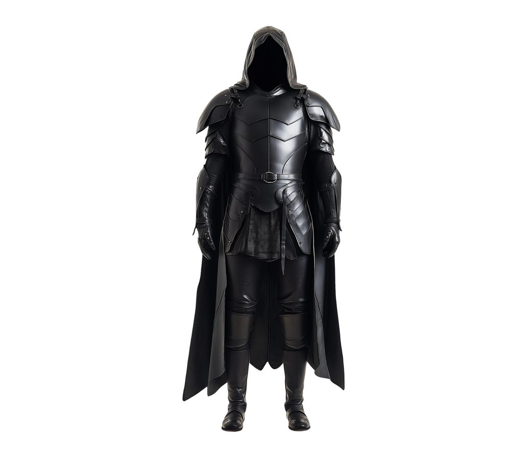 Handmade Black Leather Hooded Cloak: Medieval Knight Armor Cosplay - Etsy