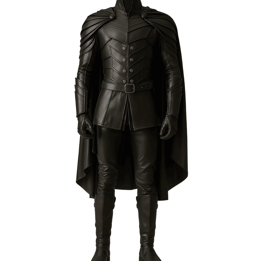 Handmade Black Leather Cloak & Vest: Medieval Renaissance Costume - Etsy