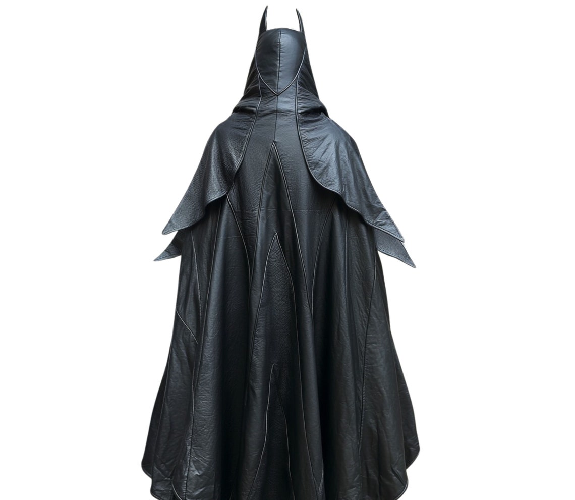 Genuine Leather Superhero Hooded Cloak: Midnight Protector Cosplay ...
