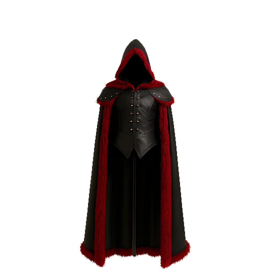 Handmade Hooded Leather Cloak With Red Fur – Gothic Vampire Costume - Etsy