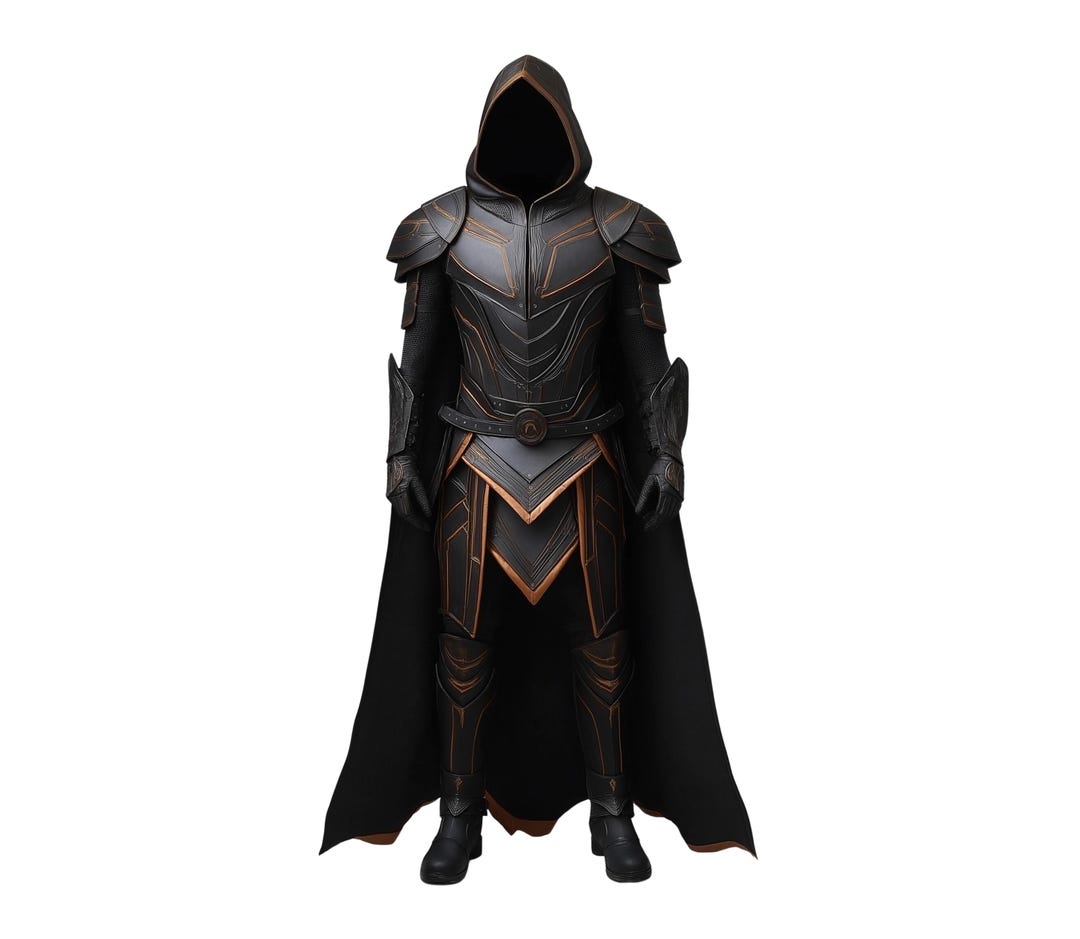 Handmade Pure Leather Medieval Hooded Cloak Black & Orange Leather ...