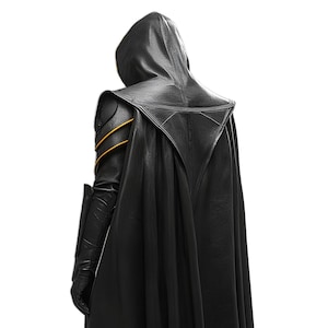 The Wraith of Inferno - Black & Yellow Leather Hooded Cloak With Armor ...