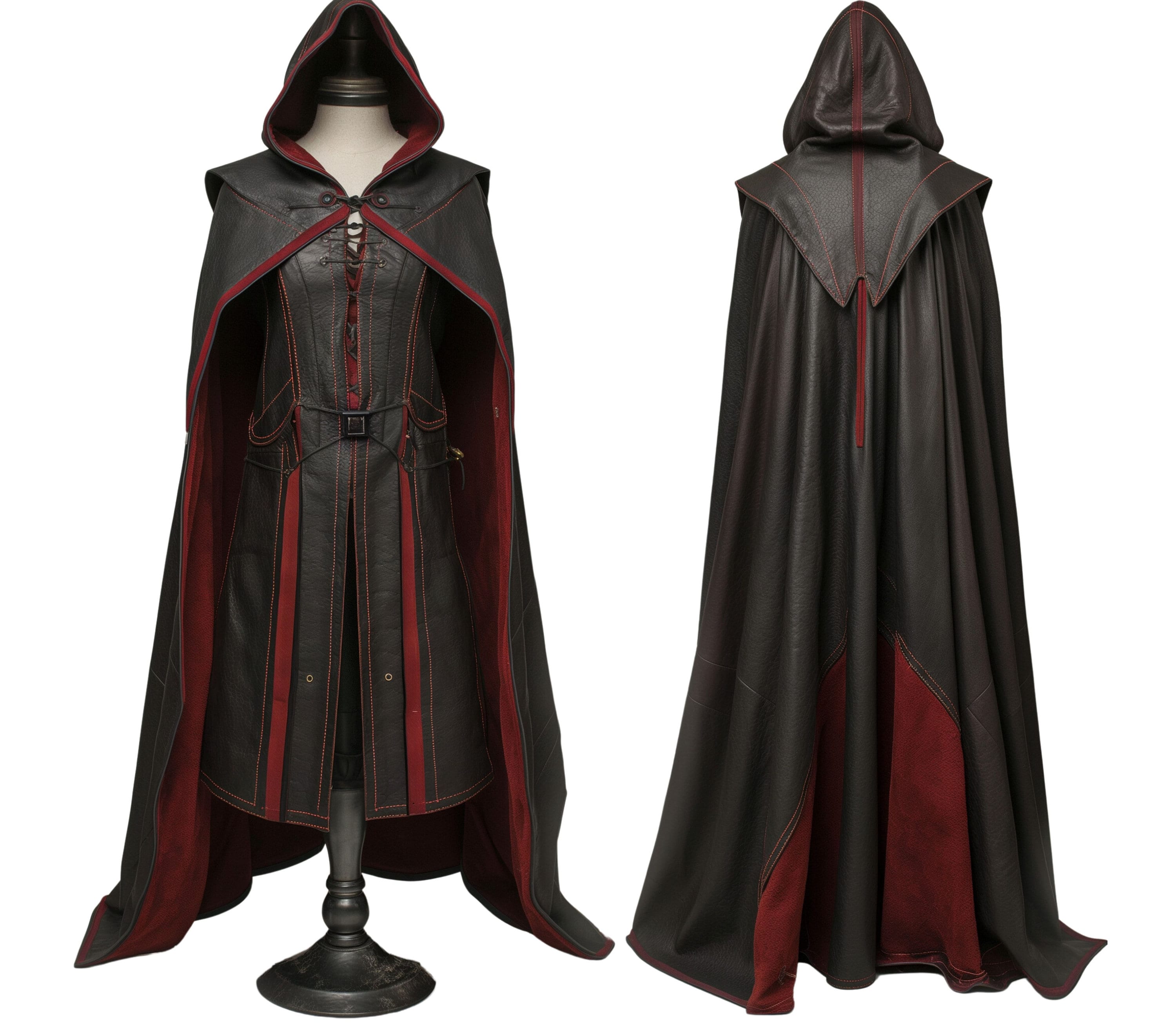 Handmade Leather Hooded Cloak: Medieval Renaissance Cosplay With Snake ...