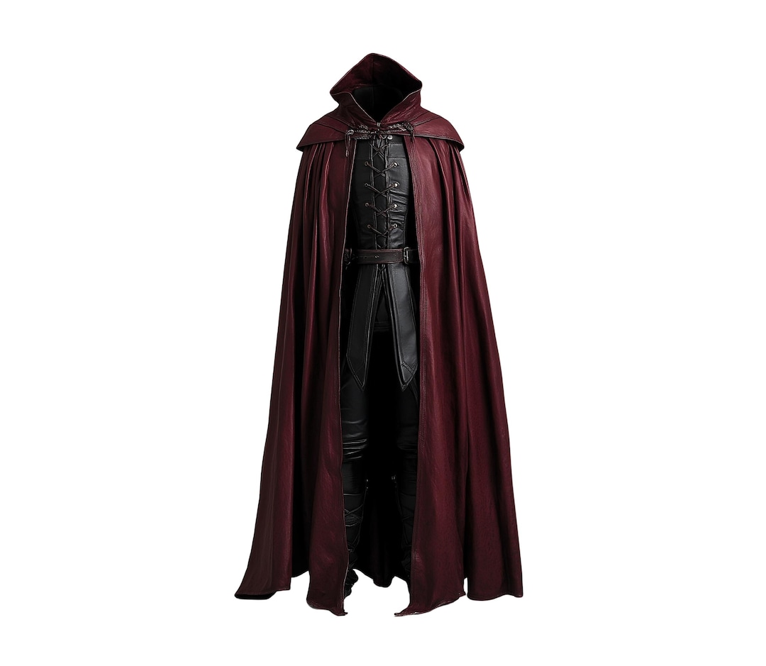 Handmade Pure Leather Dracula Themed Cloak Leather Cloak With Black ...