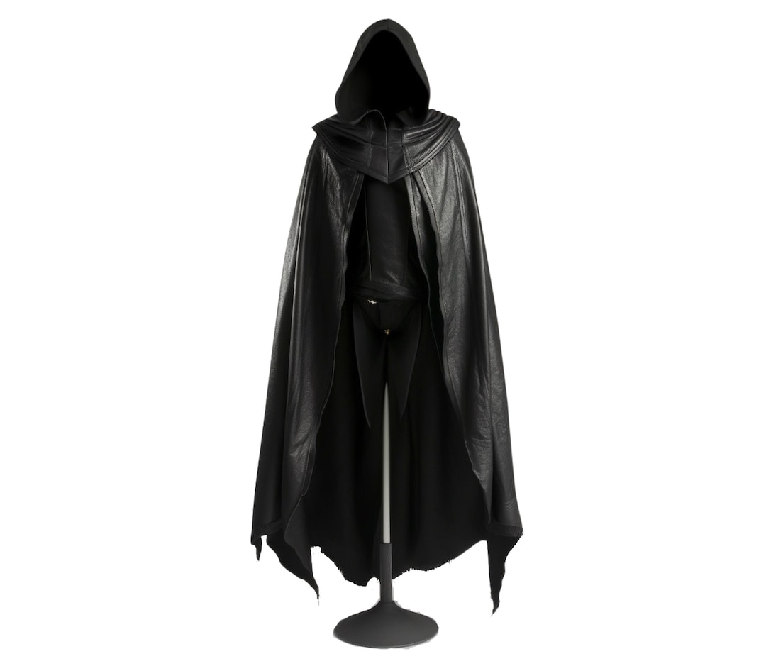 Handmade Black Leather Hooded Cloak: Medieval Cosplay Archery Cloak - Etsy