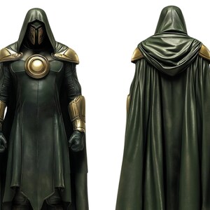 The Doom Warlord – Handmade Green Leather Hooded Cloak & Vest ...