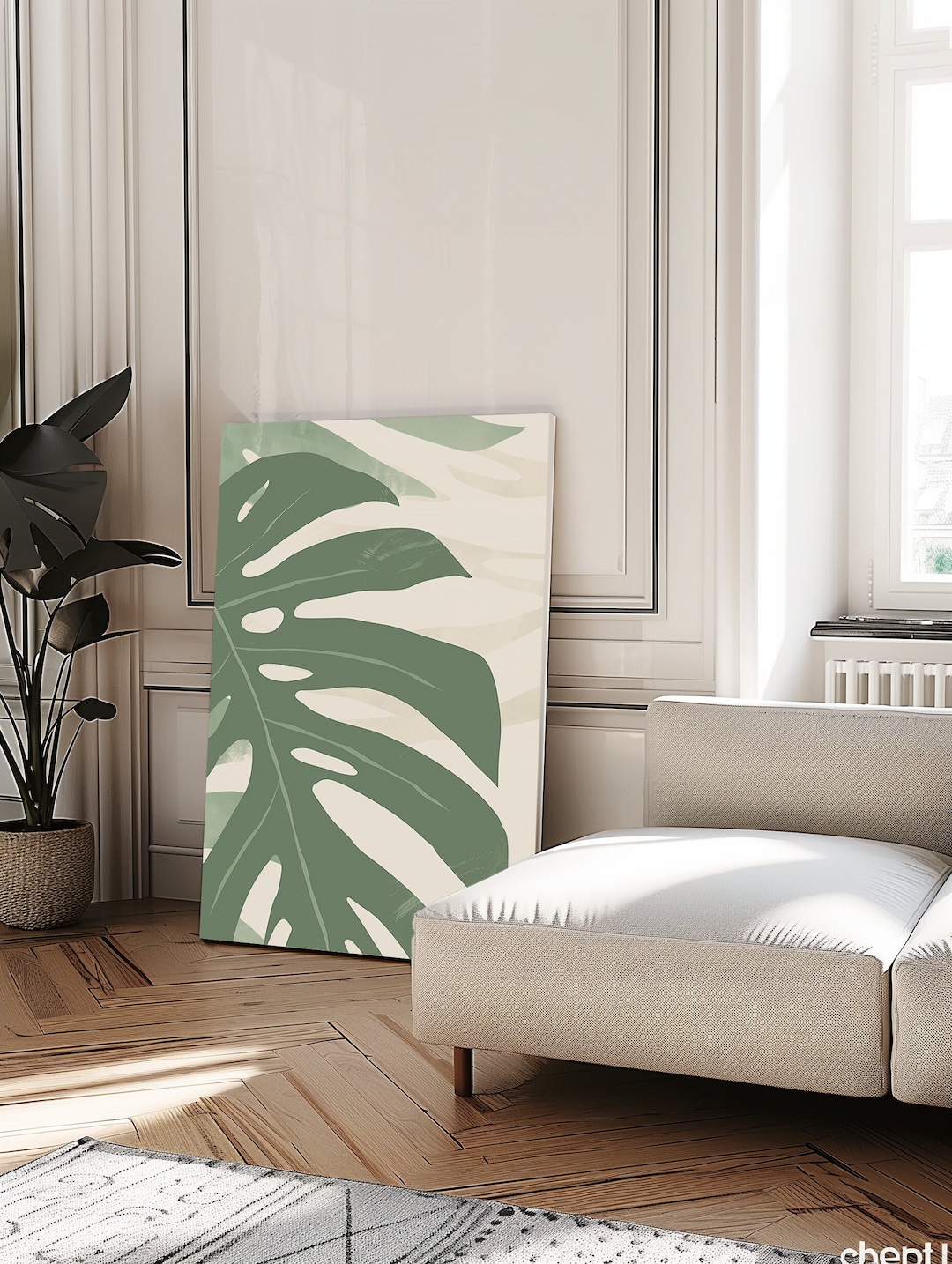 Monstera Painting Boho Style, Swiss Cheese Plant Wall Art, Botanical ...
