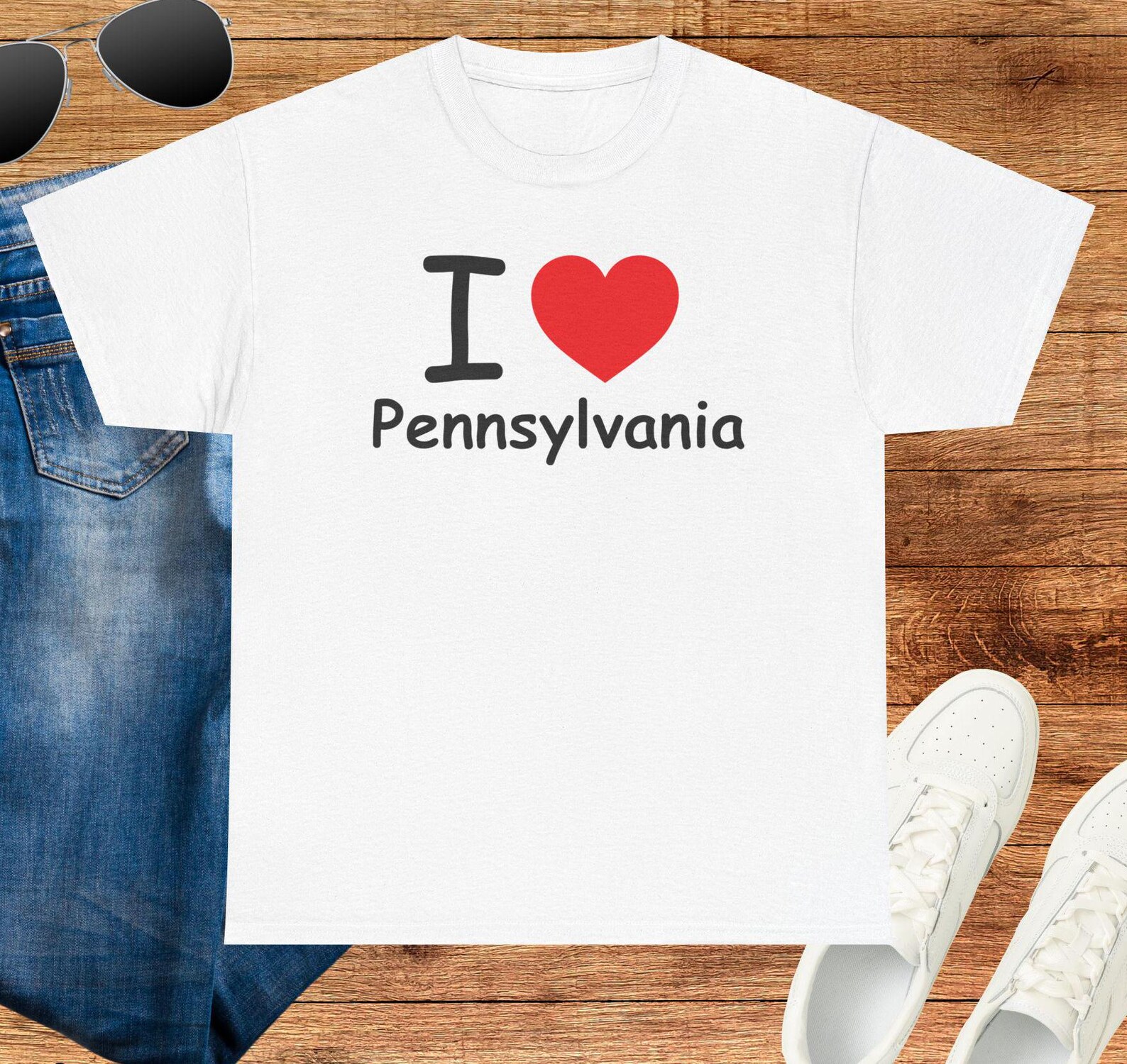 I Love Pennsylvania Unisex Heavy Cotton Tee, Casual T-shirt, Travel ...